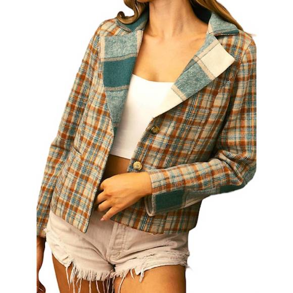 BiBi | Jackets & Coats | New Bibi Vintage Plaid Jacket In Sage Multi ...